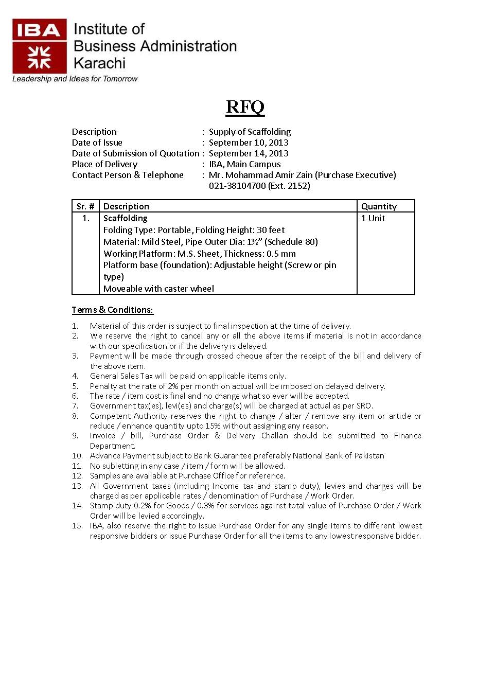 RFQ - Supply of Scaffolding